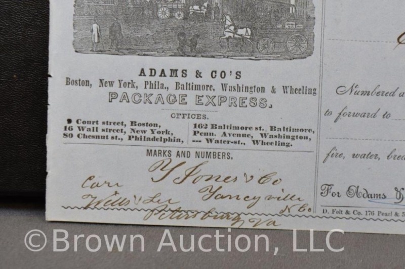 Civil War Adams Express Company receipt