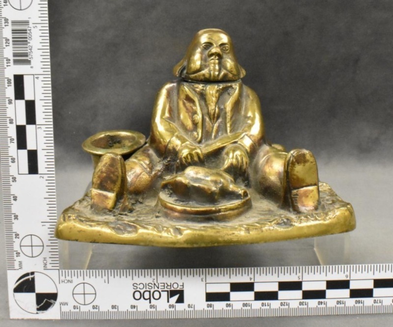 Figural brass inkwell likely depicting Daniel Lambert (known as one of ...