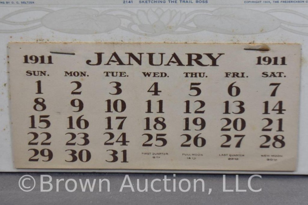 1911 advertising calendar, T.H. Sceavers Restaurant, Logan, IA,
